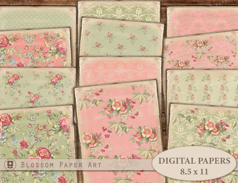 Vintage Floral Sheets Floral Digital Paper 85x11 Scrapbook - Etsy