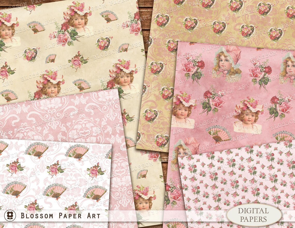 Victorian Digital Paper Vintage Scrapbook Digital Paper Pack | Etsy