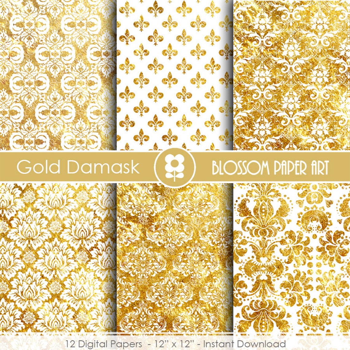 Papeles Dorados Papel Digital Dorado para imprimir - Etsy España