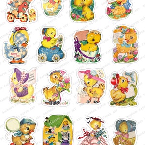 Vintage STICKERS, Chicks, Printable Stickers, Vintage Easter Chicks Cute Stickers, Printable ...