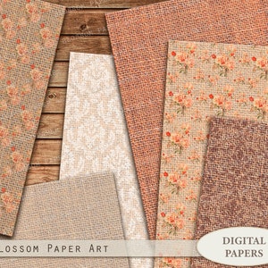 Digital Paper Floral Burlap Digital Paper Printable Collage Sheet ...