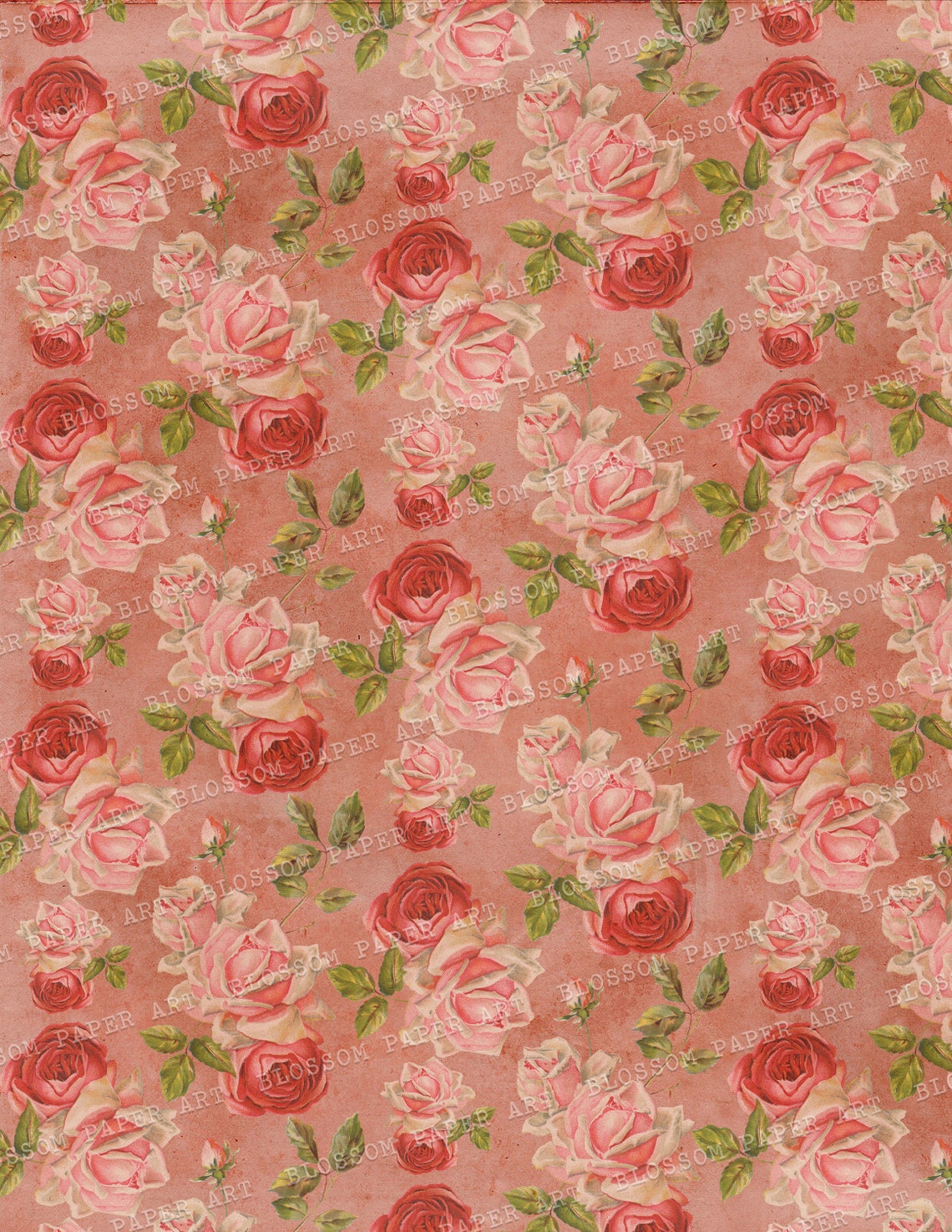 Vintage Digital Paper Rose Scrapbook Paper Floral Collage | Etsy