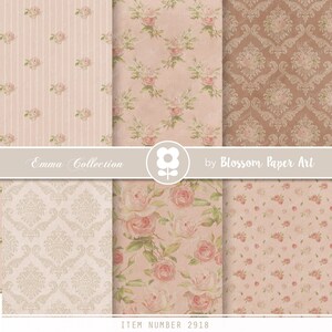 Digital Paper, Shabby Chic Digital Paper Pack, Roses Scrapbook Collage ...