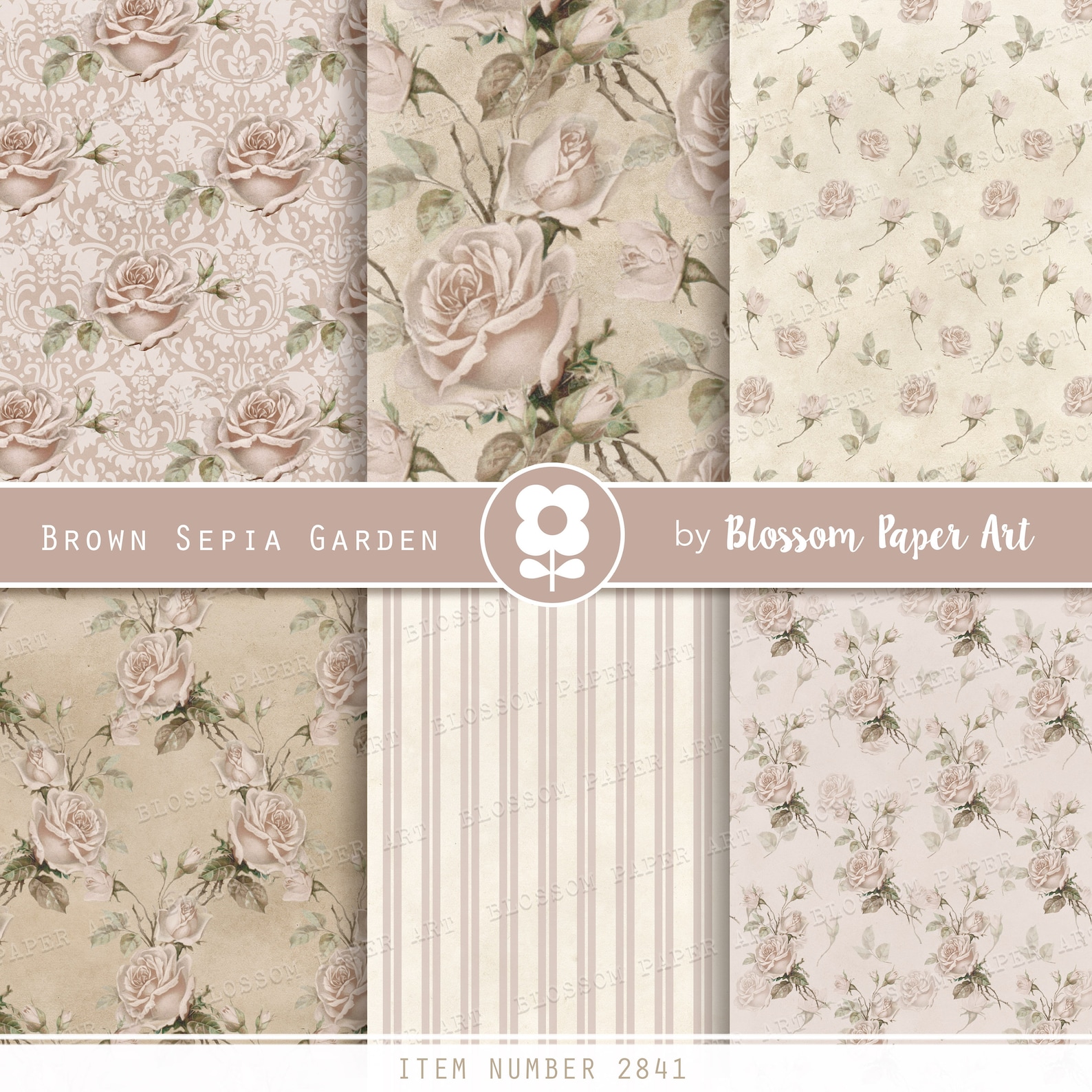 Brown Digital Paper Shabby Chic Scrapbook Paper Vintage | Etsy