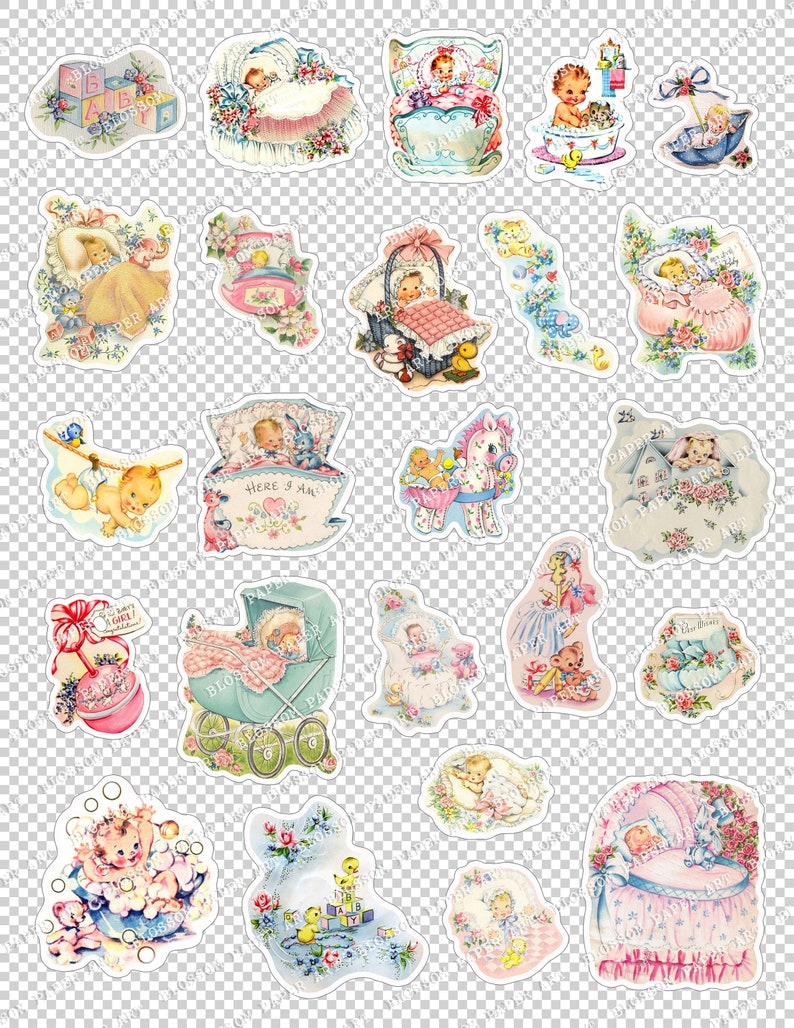 VINTAGE BABY Stickers Printable Stickers Vintage Baby Die - Etsy Australia