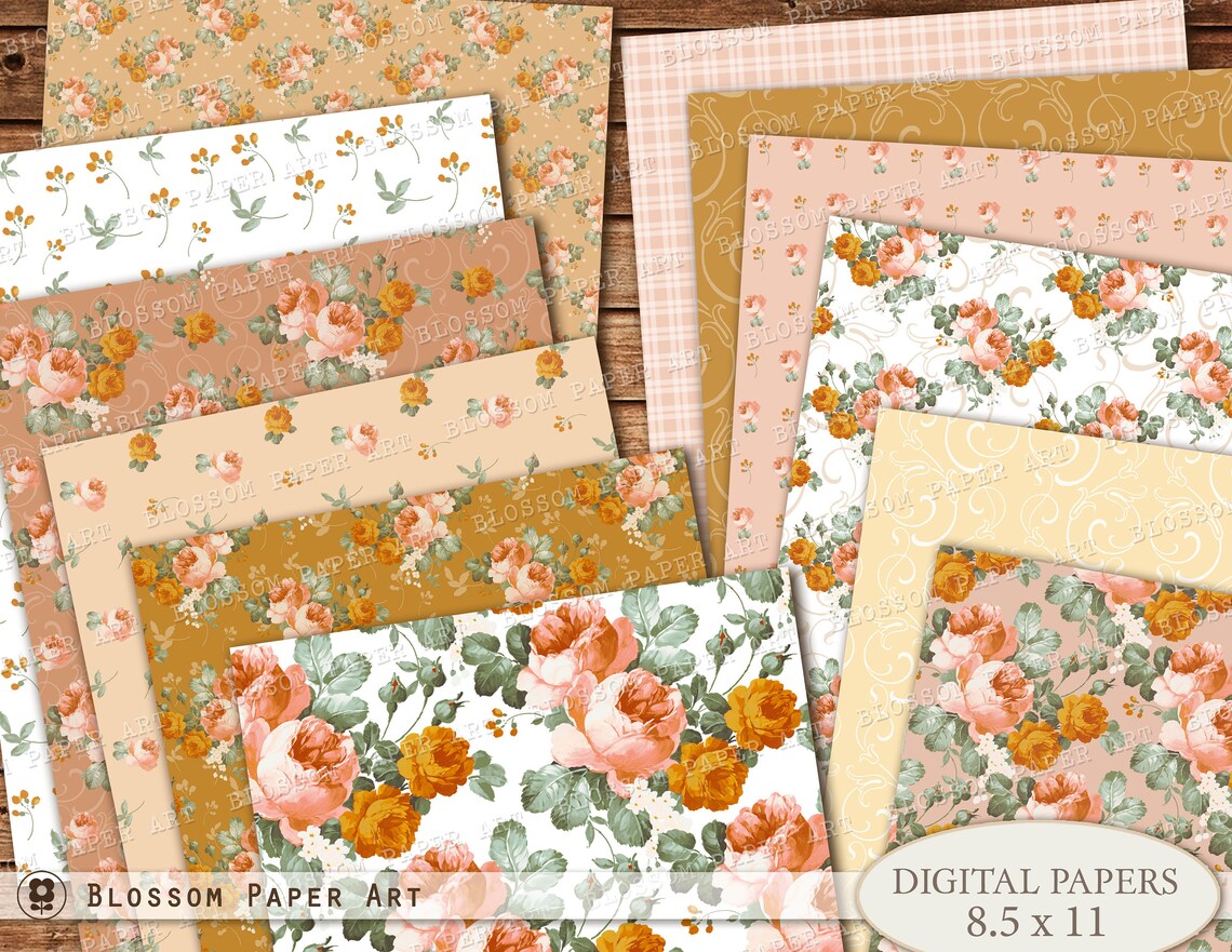 Digital Paper Scrapbook Paper Floral Scrap Collage Sheet - Etsy