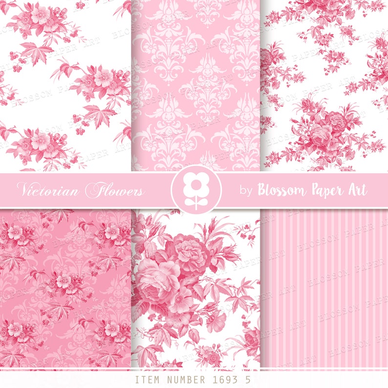 Pink Rose Digital Paper: Vintage Floral Scrapbook (digital Download) - Etsy