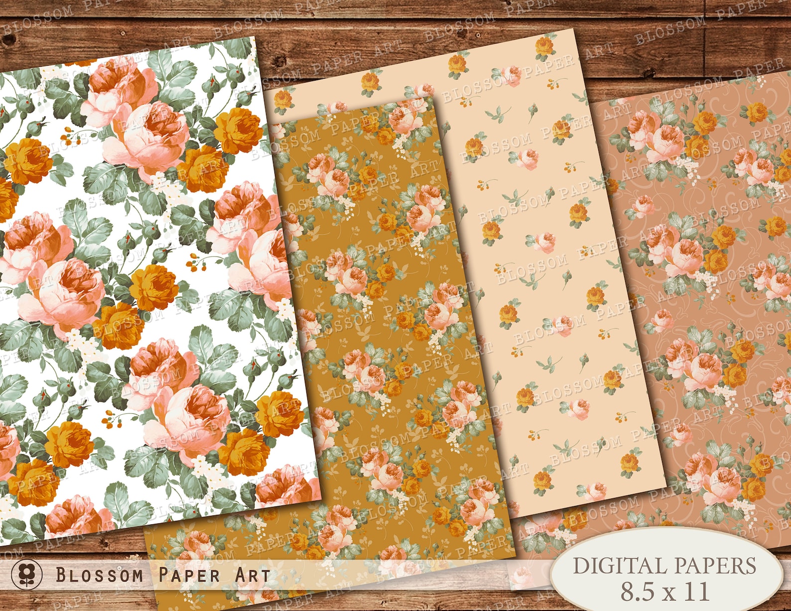 Digital Paper Scrapbook Paper Floral Scrap Collage Sheet - Etsy