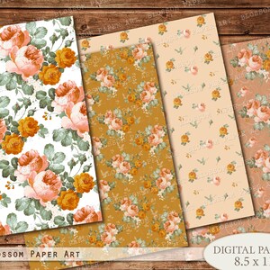 Digital Paper, Scrapbook Paper, Floral Scrap Collage Sheet, Junk ...