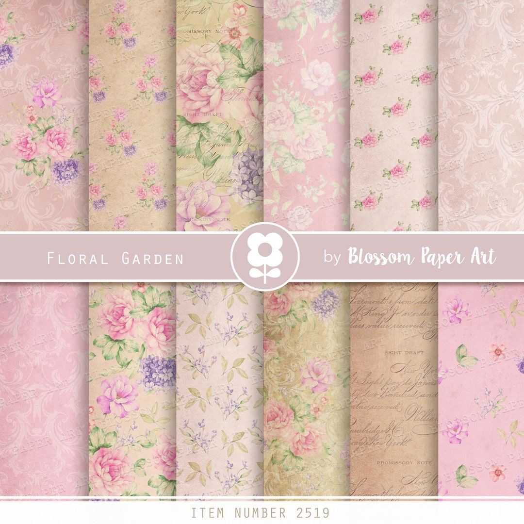 Pink Floral Digital Paper Pack, Scrapbooking, Collage (digital Download ...