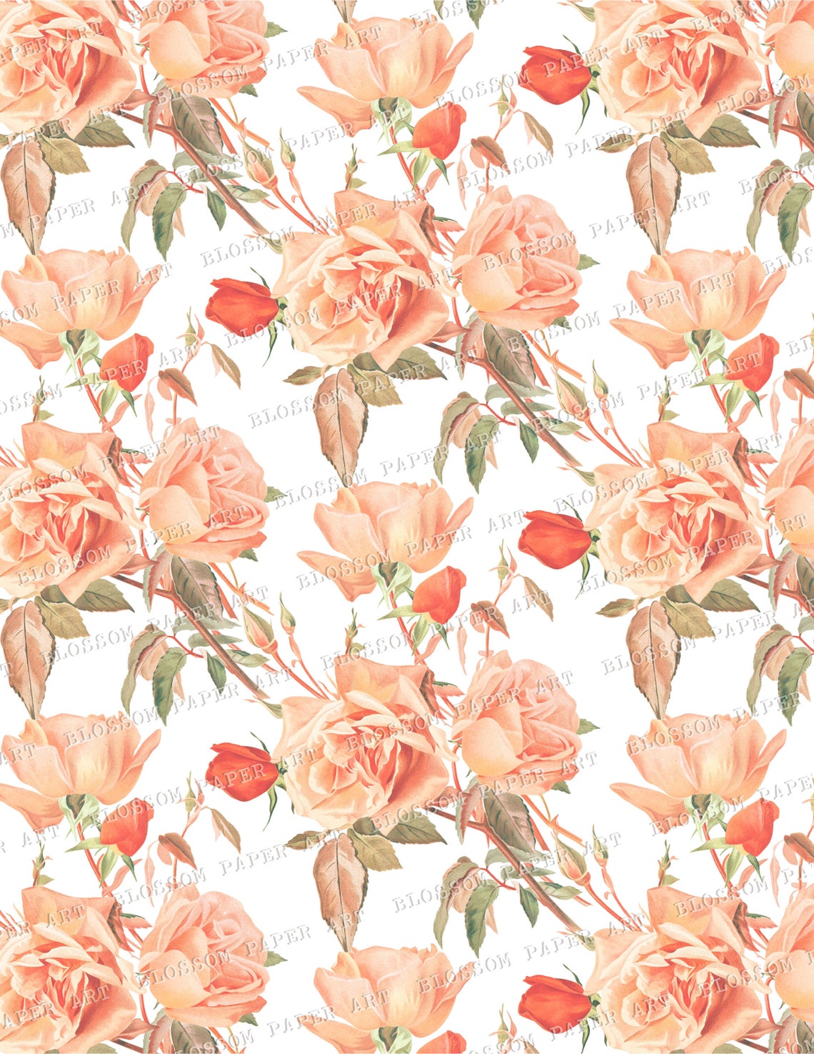 Scrapbook Paper Rose Scrapbooking Paperfloral Paper A4 - Etsy