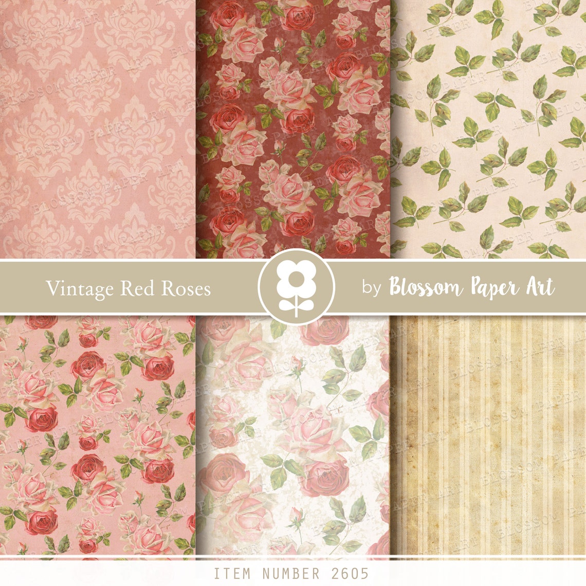 Vintage Digital Paper Vintage Roses Scrapbook Collages Sheet | Etsy