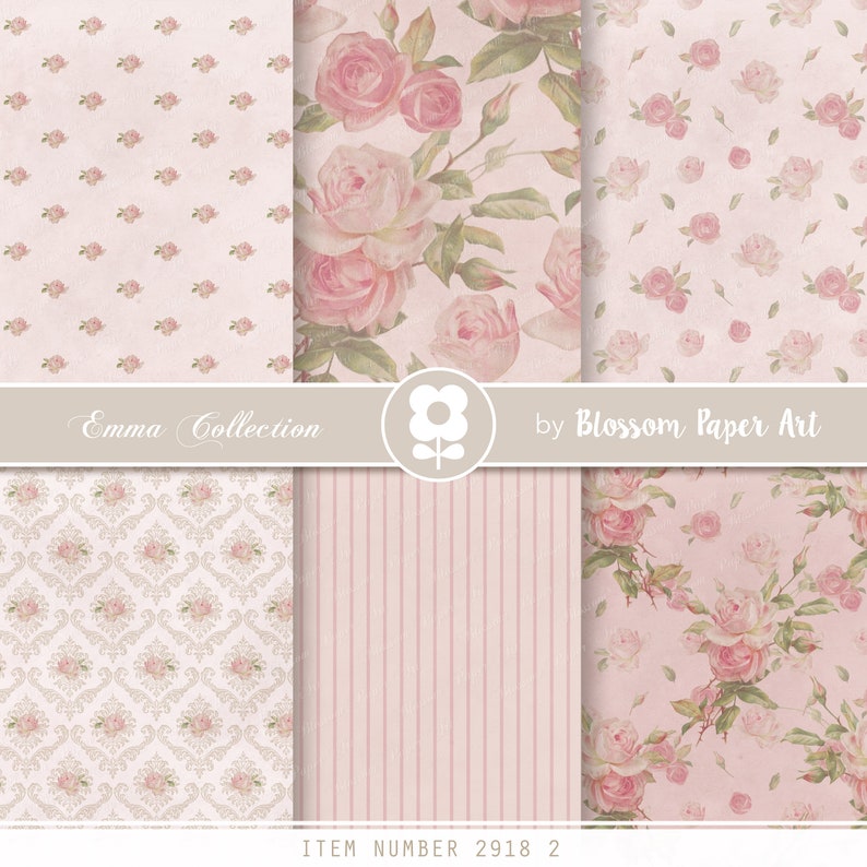 Pink Digital Paper Shabby Chic Scrapbook Paper Junk Journal - Etsy