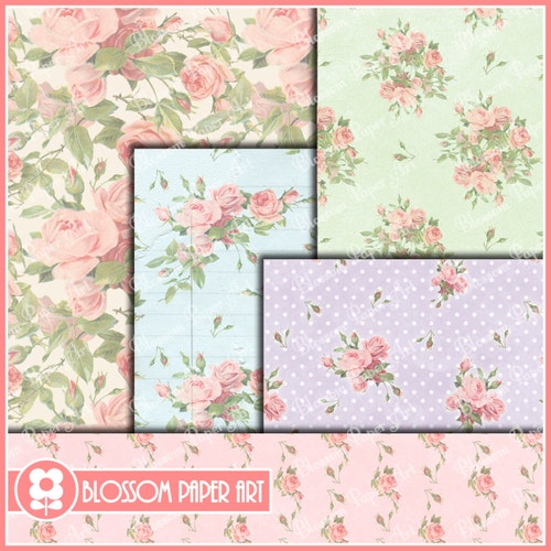 Floral Digital Paper Vintage Roses Digital Paper Pack Maroon | Etsy