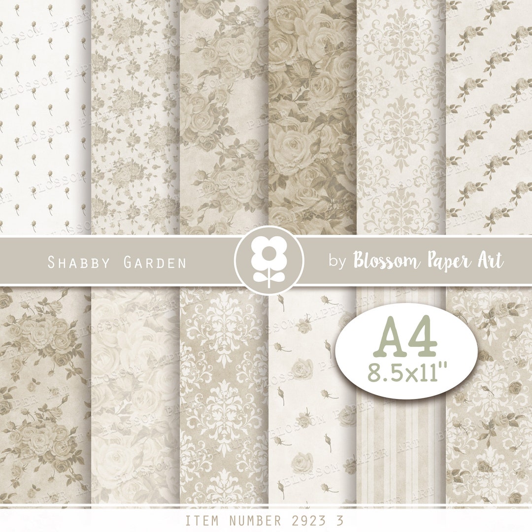 Beige Digital Paper, Roses Scrapbook Paper, Floral Digital Paper, Junk ...