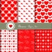 Red Digital Paper Hearts Digital Paper Pack, Love Valentines Digital ...