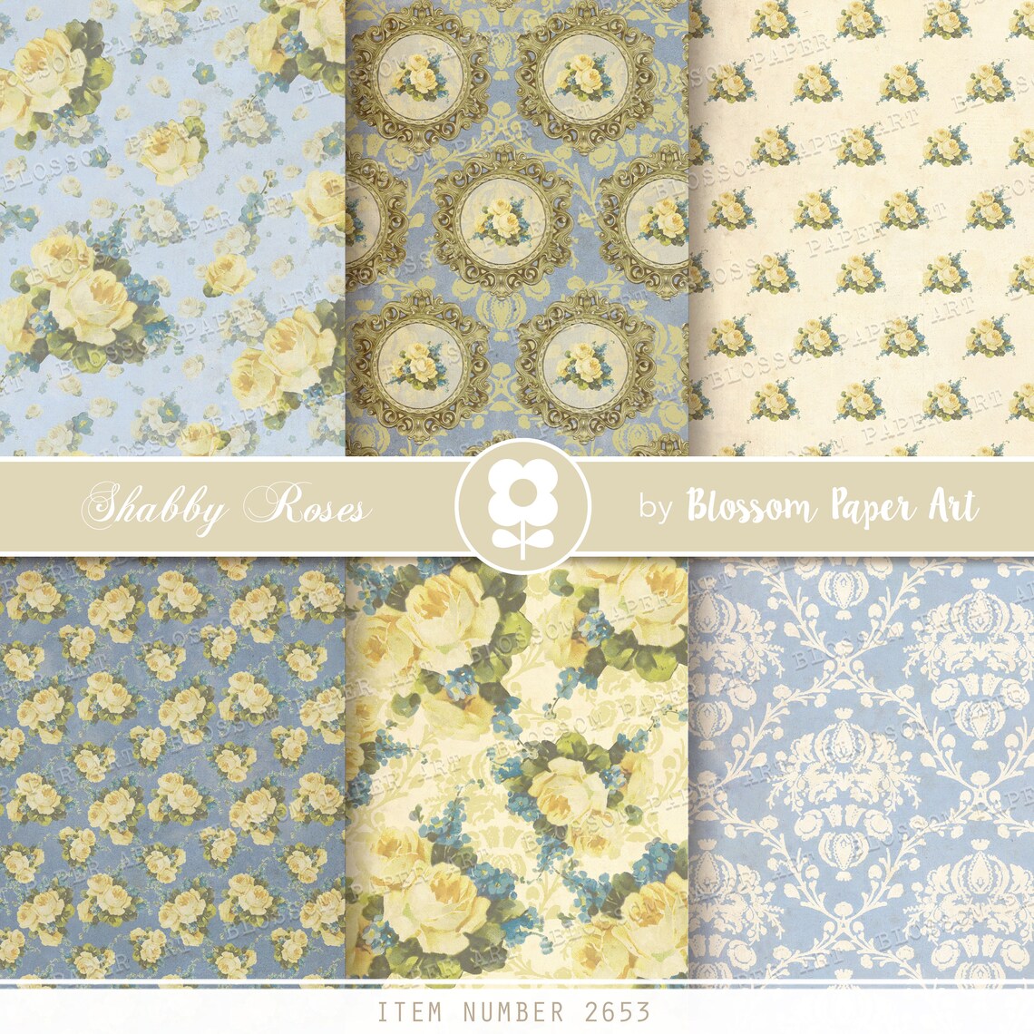 Yellow Digital Paper Vintage Scrapbook Paper Pack Floral - Etsy