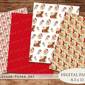 Christmas Digital Paper, Scrapbook Paper, Vintage Christmas Collage ...