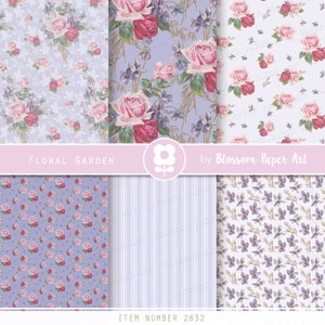 Rose Digital Paper, Shabby Chic Digital Paper Pack, Vintage Roses ...