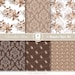 Brown Floral Digital Paper, Floral Digital Paper Pack, Vintage ...