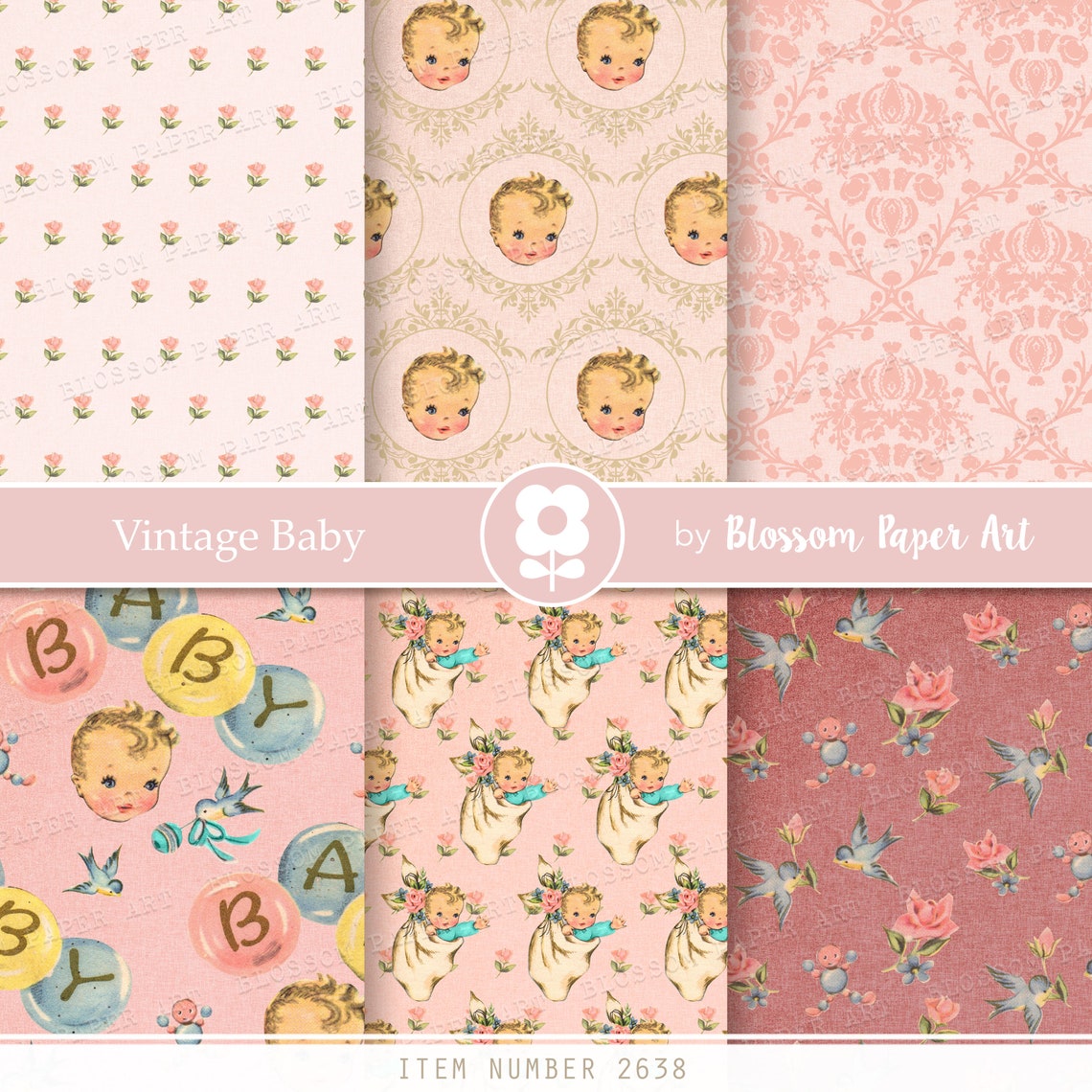 Vintage BABY GIRL Digital Paper Pink Scrapbook Papers - Etsy