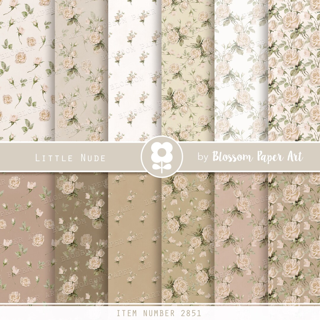 Floral Digital Paper Pack: Shabby Chic Rose Collage (instant Download ...