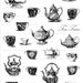Printable STICKERS Tea Time Teapot Cups Vintage Stickers - Etsy