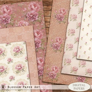 Victorian Digital Paper, Floral Digital Paper Pack, Roses Scrapbook ...