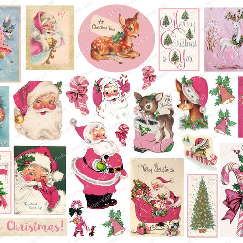 CHRISTMAS Printable Digital Collage Sheet Vintage Christmas - Etsy