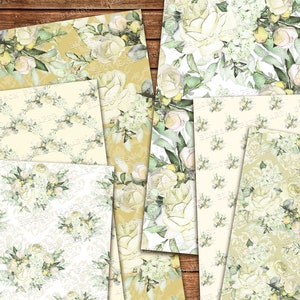 Yellow Digital Papers, Floral Digital Paper Pack, Scrapbooking Flowers ...