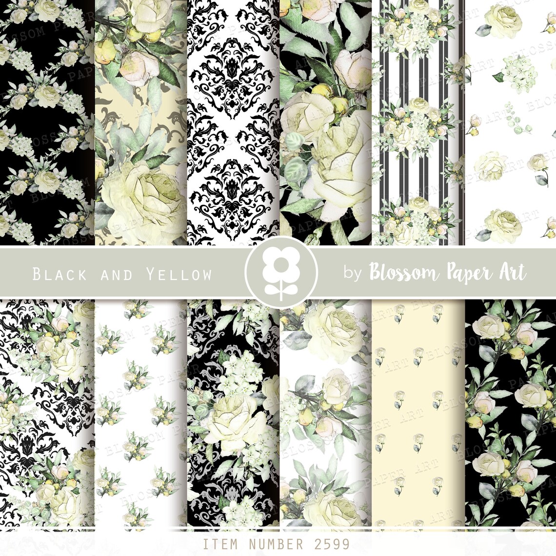 Digital Paper Black & Yellow Digital Paper Scrapbook Paper - Etsy