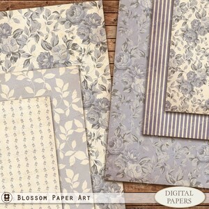 Blue Digital Paper Blue Navy Digital Paper Pack, Junk Journal Papers ...