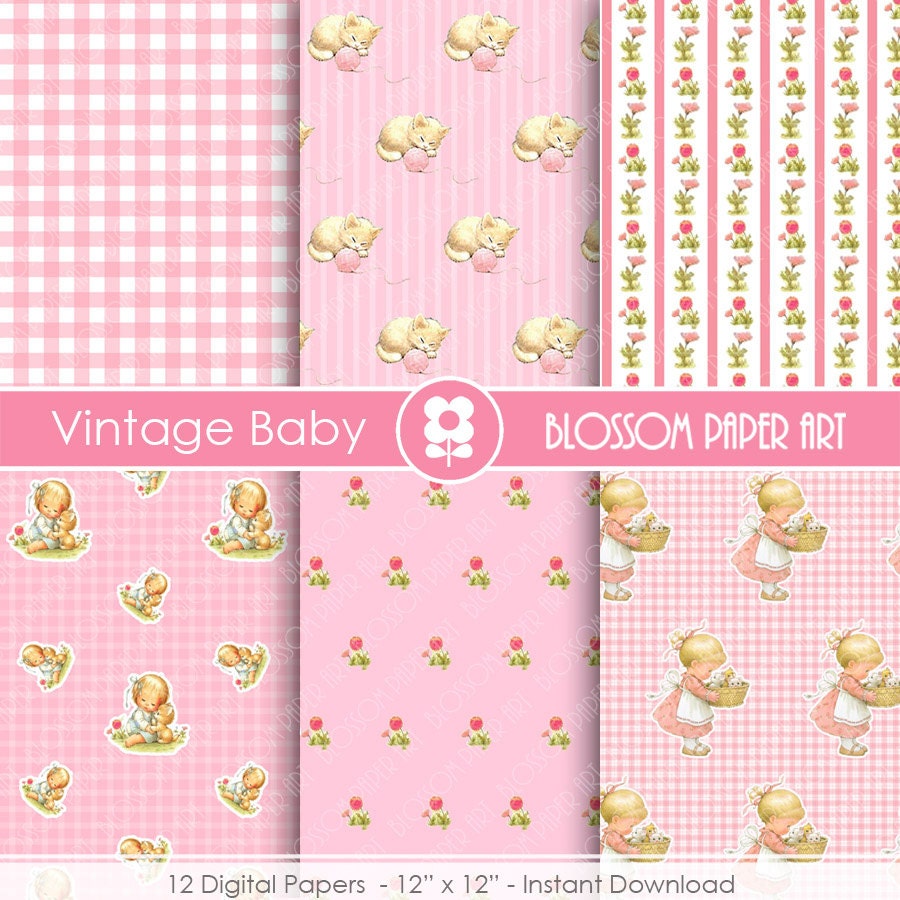 Pink Digital Paper Baby Digital Paper Pack Baby Scrapbooking - Etsy