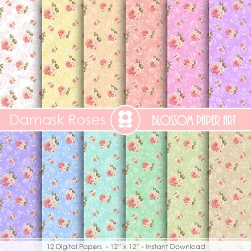 Floral Digital Paper Shabby Chic Digital Paper Pack Vintage - Etsy