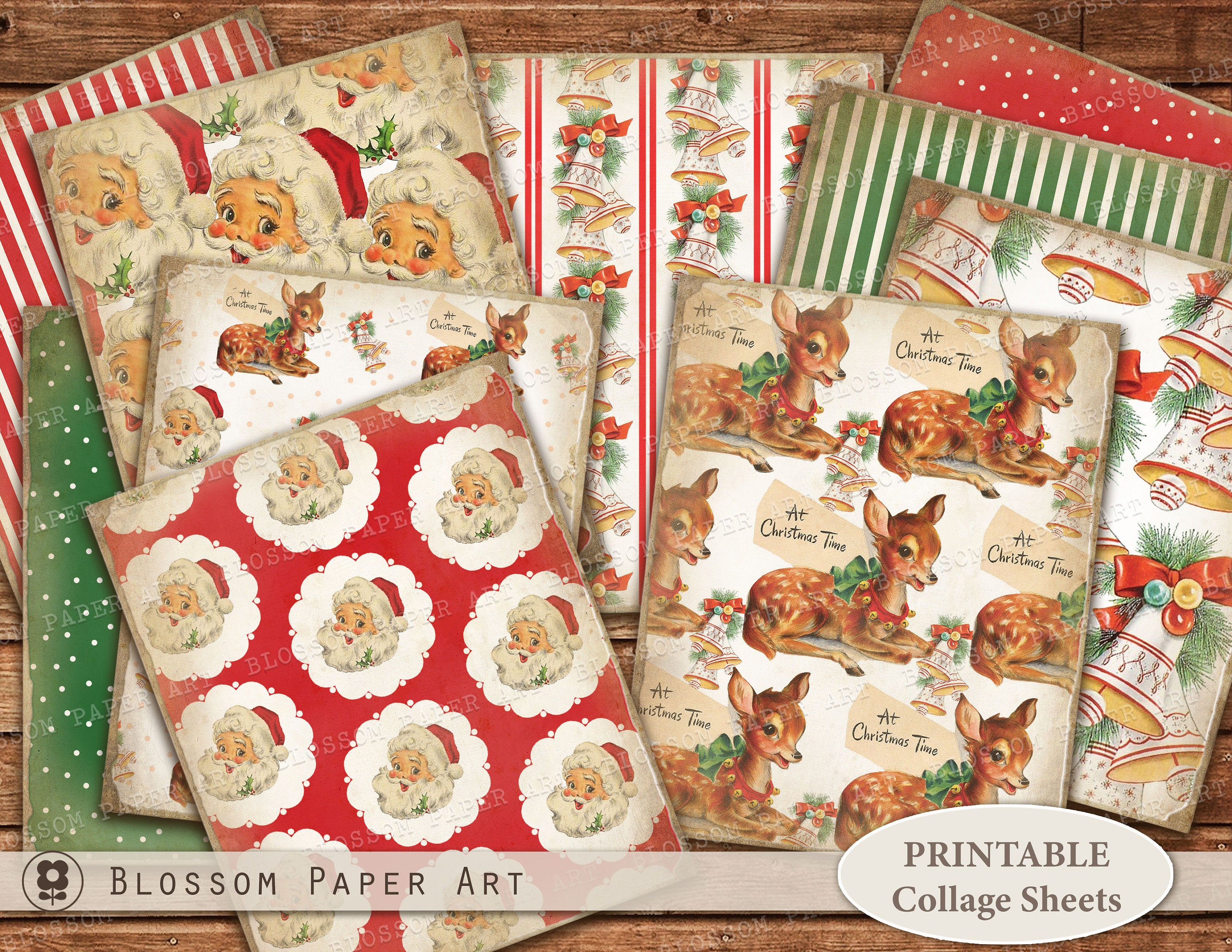 CHRISTMAS Printable Digital Collage Sheets Christmas | Etsy