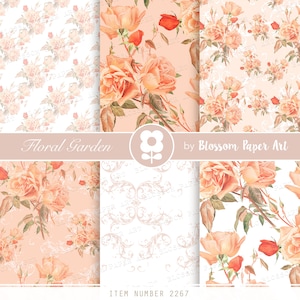 PEACH ROSES Digital Paper, Digital Paper Pack, Wedding, Scrapbooking ...