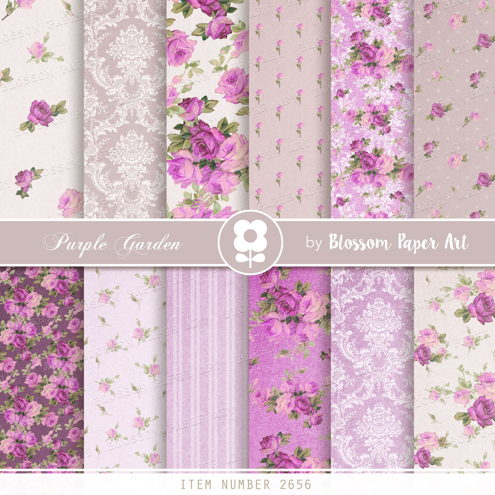 Purple Digital Paper Purple Scrapbook Paper Pack Shabby Chic - Etsy