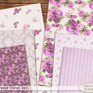 Purple Digital Paper, Purple Scrapbook Paper Pack, Shabby Chic Digital ...