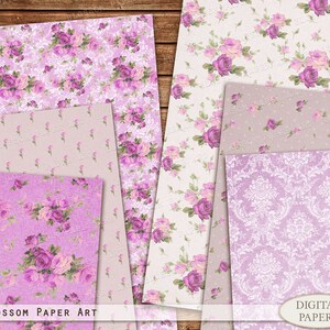 Purple Digital Paper, Purple Scrapbook Paper Pack, Shabby Chic Digital ...