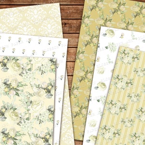 Yellow Digital Papers, Floral Digital Paper Pack, Scrapbooking Flowers ...