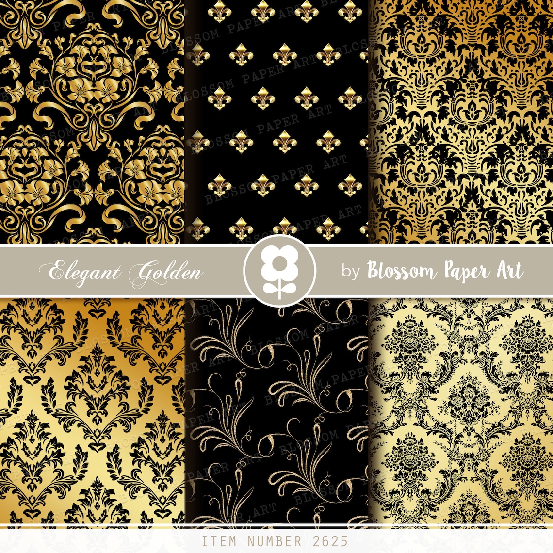 Gold Digital Paper Gold and Black Scrapbook Paper Digital - Etsy