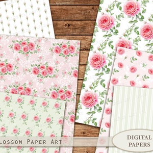 Scrapbook Paper, Pink Digital Paper, Floral Collage Sheet, Junk Journal ...