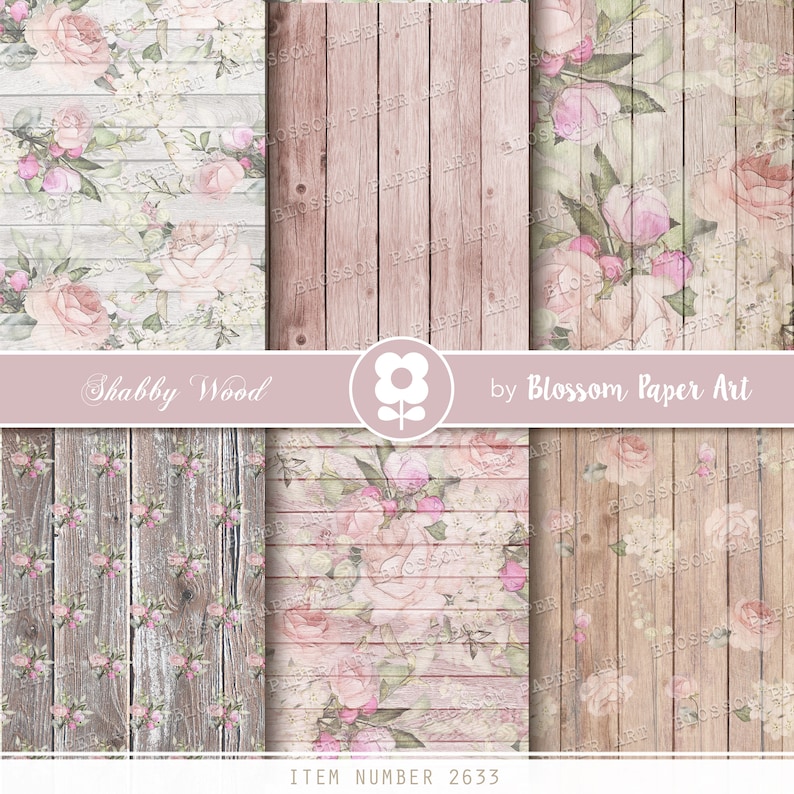 Shabby Chic Wood Texture Paper: Roses Collage (digital Download) - Etsy