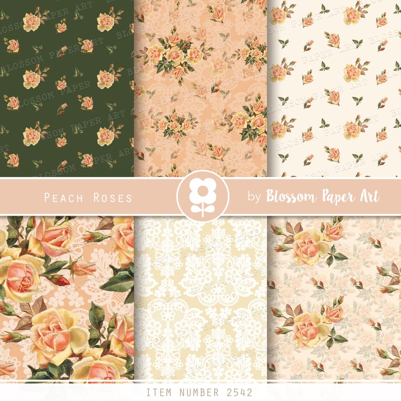 Floral Digital Paper Rose Scrapbook Paper Pack Vintage - Etsy