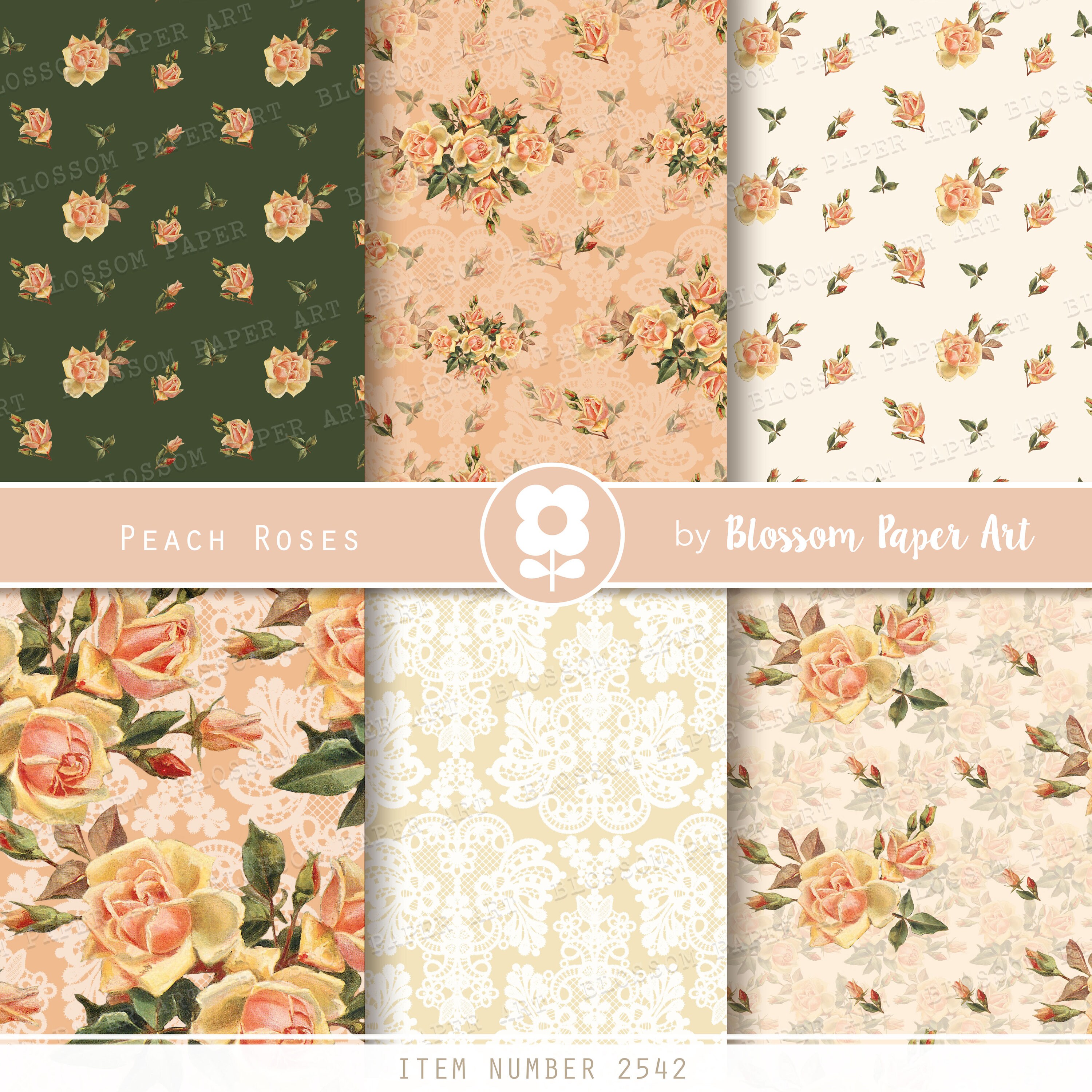 Floral Digital Paper Rose Scrapbook Paper Pack Vintage | Etsy