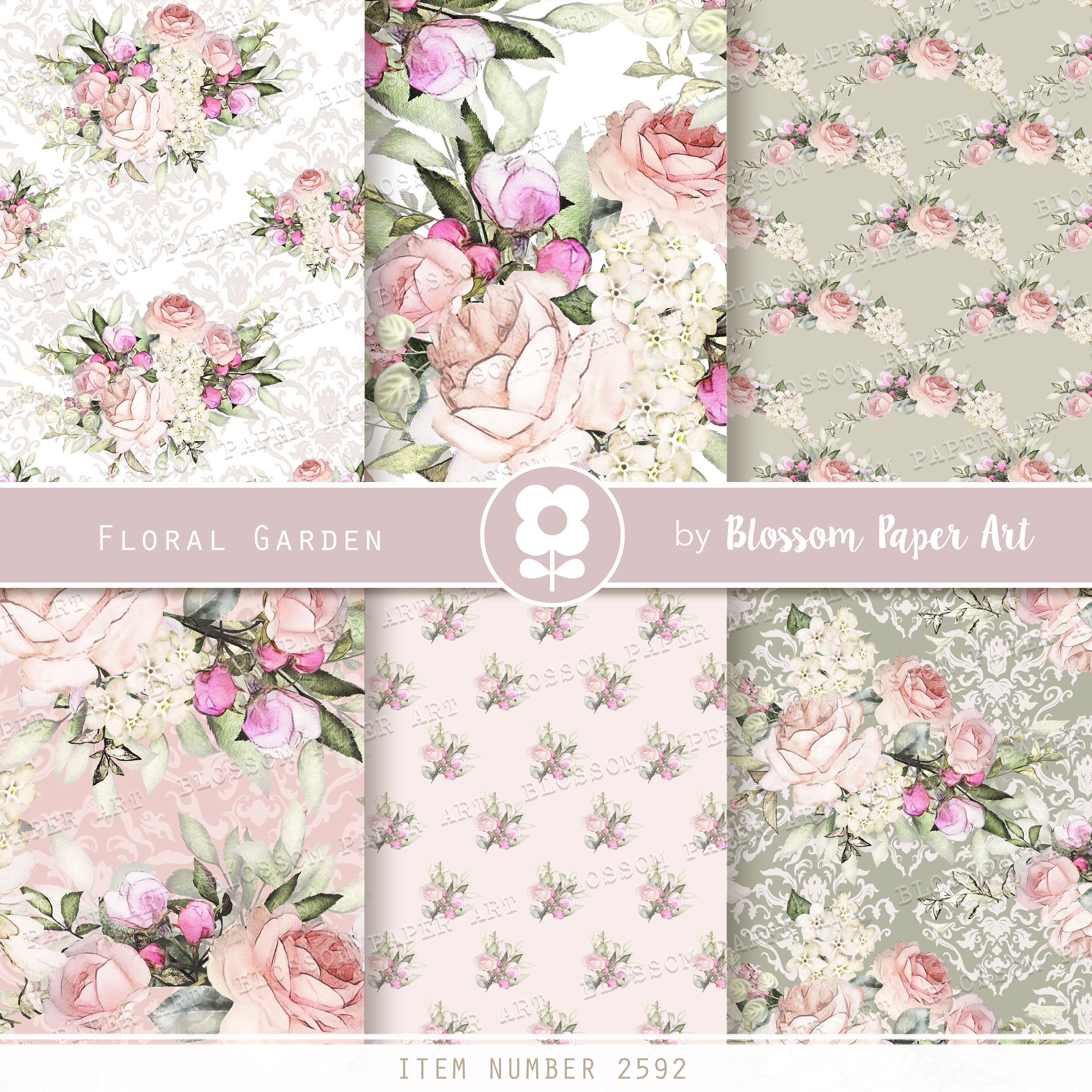 Scrapbook Paper Rose Digital Paper Pink Floral Digital Paper - Etsy UK