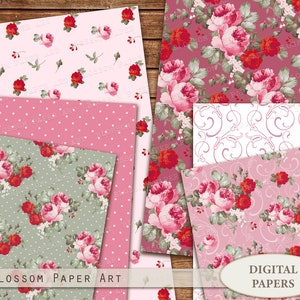 Rose Digital Paper Pack: Floral Scrapbook Paper (instant Download) - Etsy