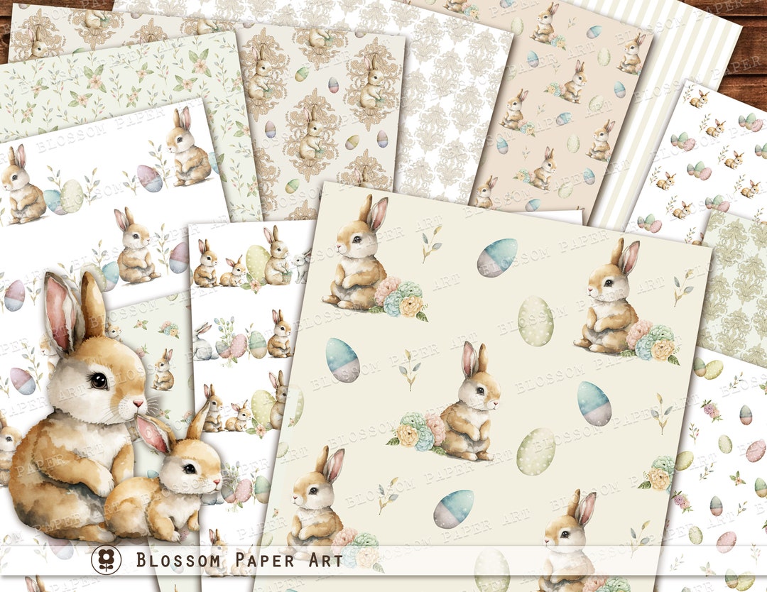 Easter Digital Paper, Bunny Easter Papers, Easter Printable, Easter ...