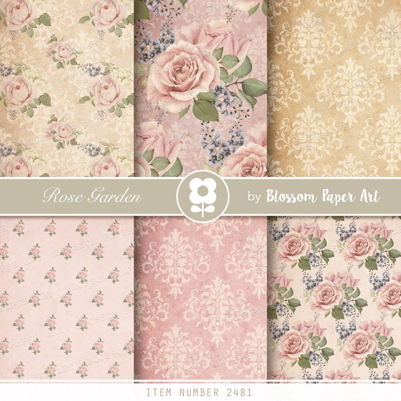 Rose Digital Paper Vintage Digital Paper Pack Pink | Etsy