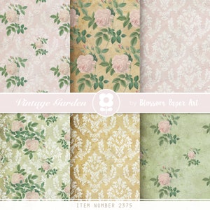Vintage Floral Digital Paper Floral Digital Paper Pack, Pink Roses ...